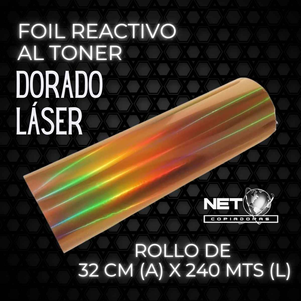Papel Foil Dorado Láser Reactivo al Tóner 32 cms x 240 mts — Net Copiadoras